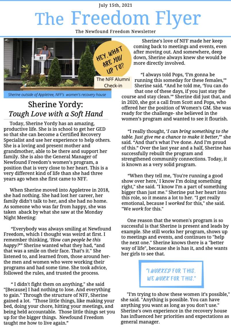 NFF Freedom Flyer - Newfound Freedom Sober Living Homes in Pennsylvania